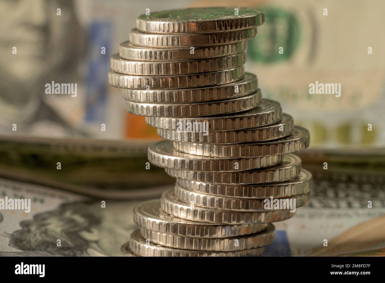 Money, US dollar bills background. Paper money is scattered on the ...