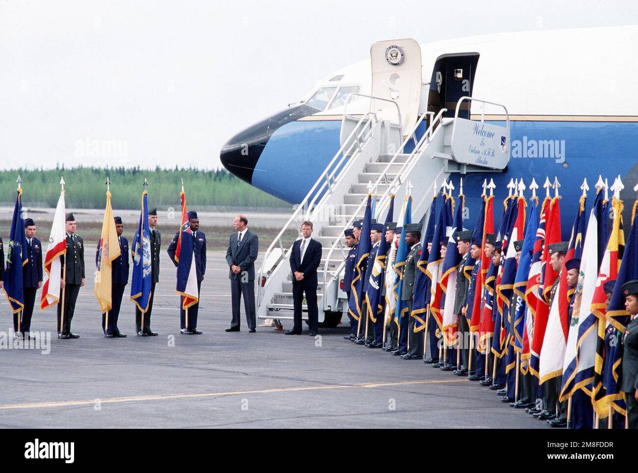 U.S. military and security personnel wait for the Vice President J ...
