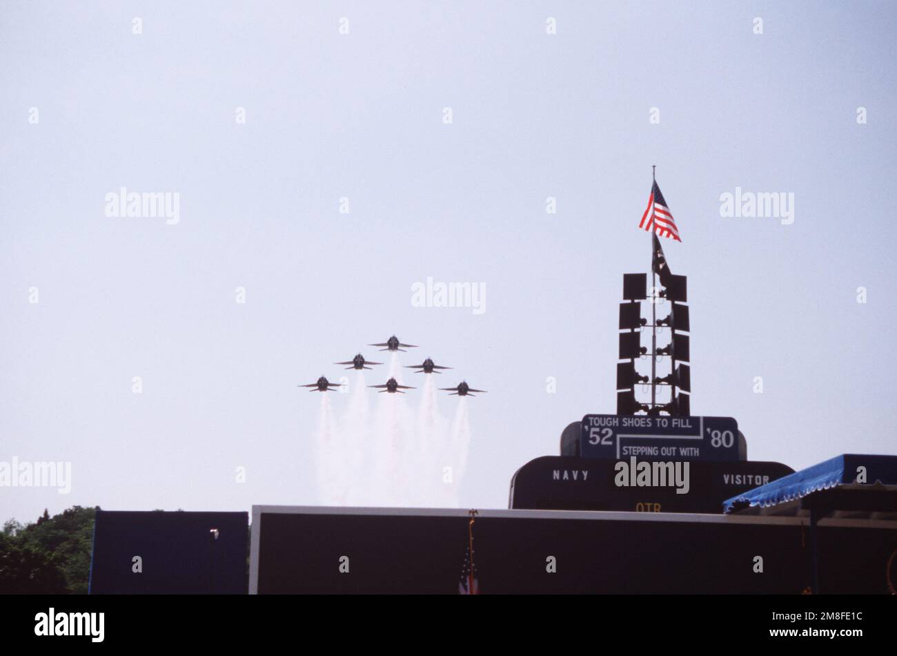 Six F/A-18 Hornet aircraft of the Navy's Blue Angels flight ...