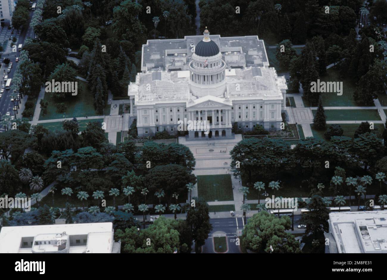 Aerial view of California State Capitol building located in the ...