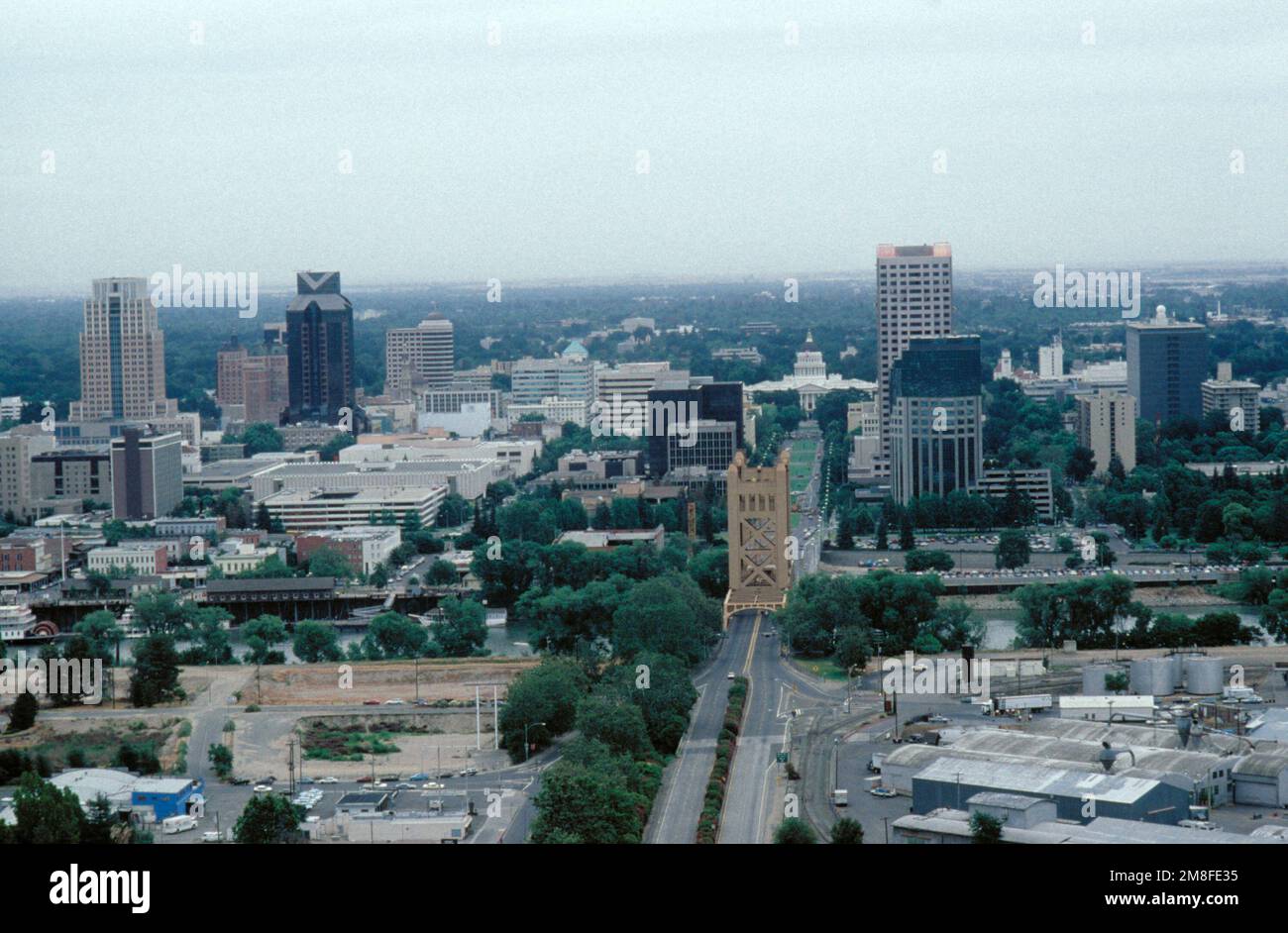 Aerial view of California State Capitol building and the surrounding ...