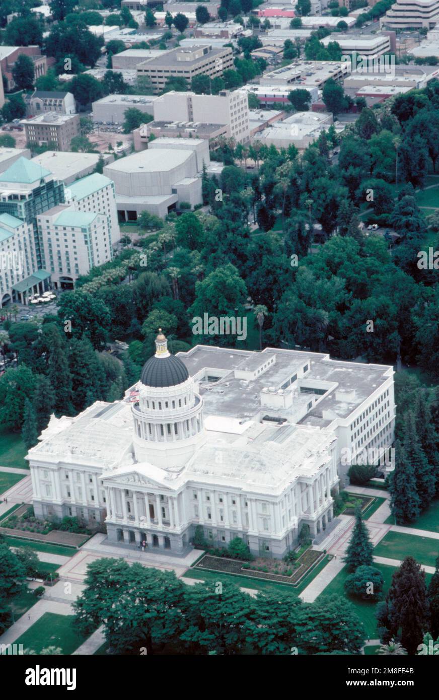 Aerial view of California State Capitol building located in the ...