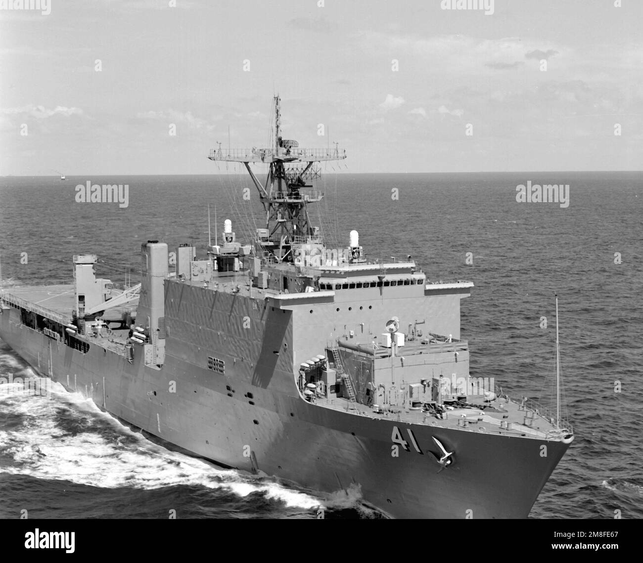 A starboard bow view of the dock landing ship USS WHIDBEY ISLAND (LSD ...