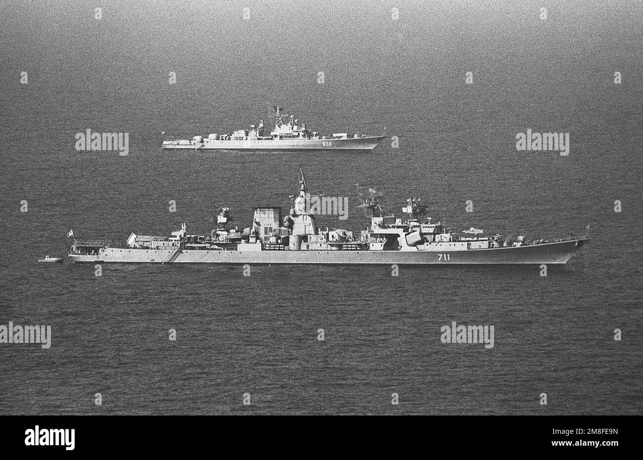 A starboard beam view of the Soviet Kara class guided missile cruiser ...
