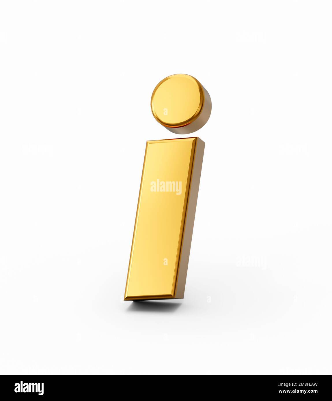 A 3D rendering of the golden letter i isolated on a white background ...