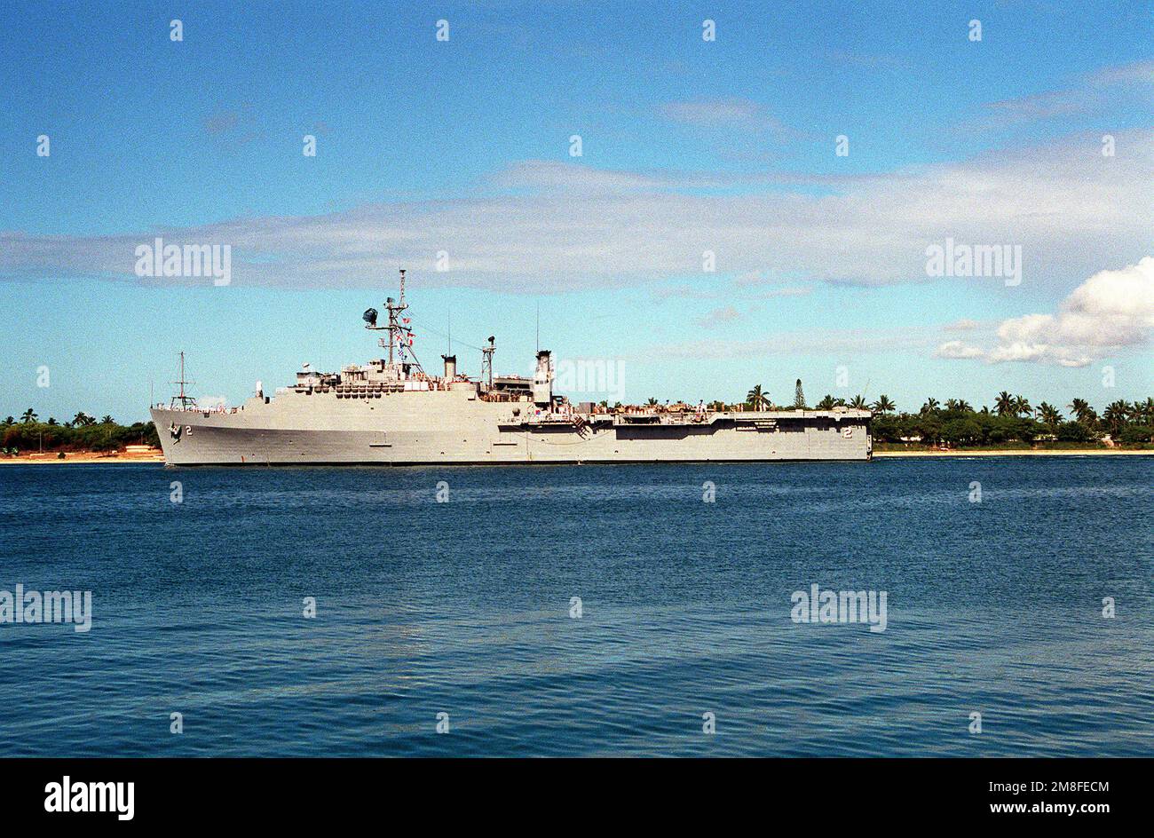 The amphibious transport dock USS VANCOUVER (LPD-2) departs from the ...