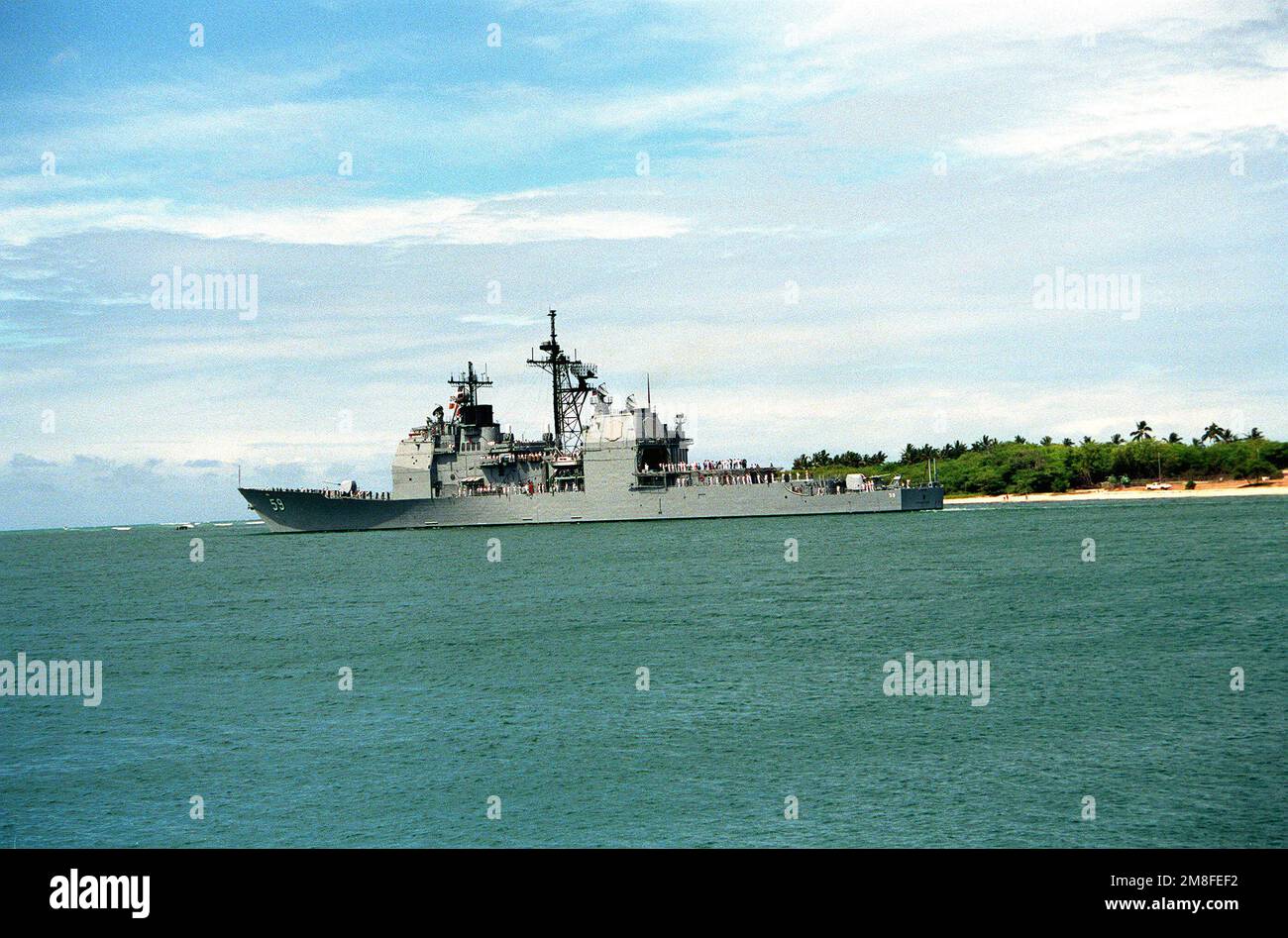The guided missile cruiser USS PRINCETON (CG-59) heads out to sea ...
