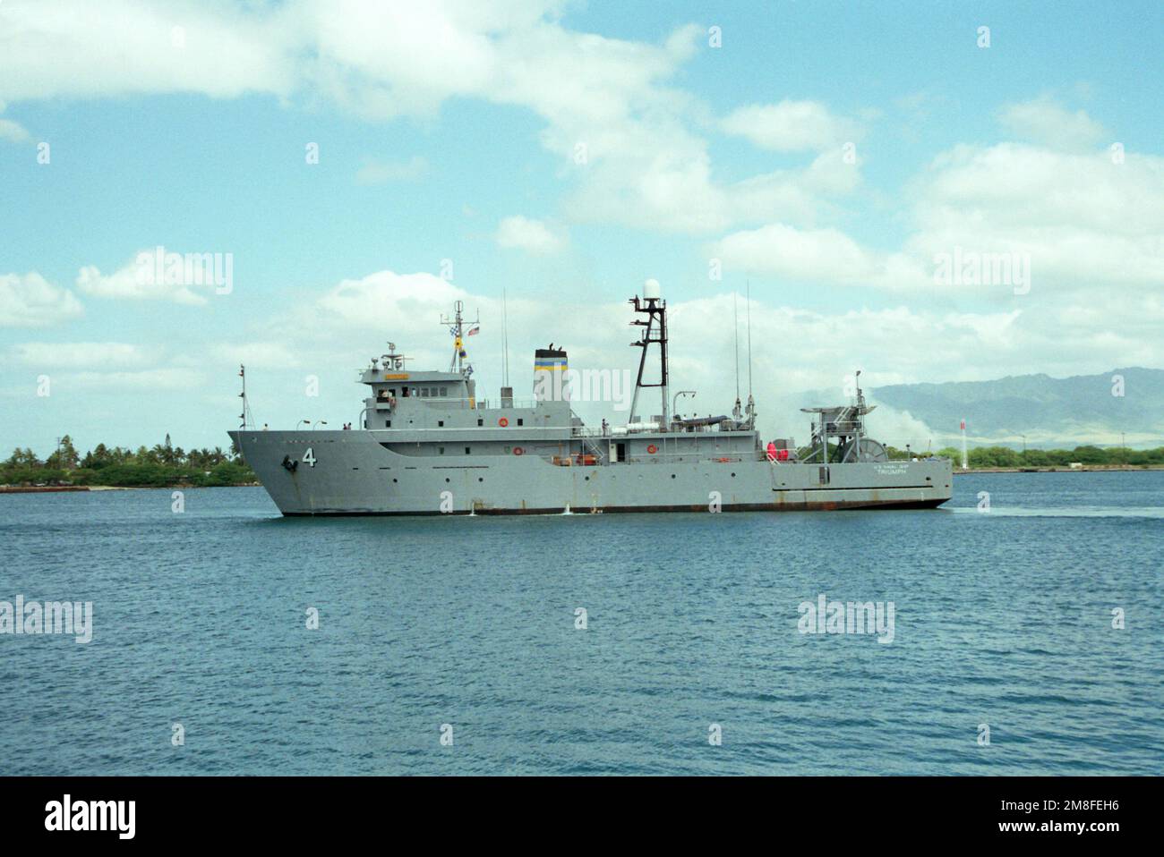 A port beam view of the Military Sealift Command ocean surveillance ...