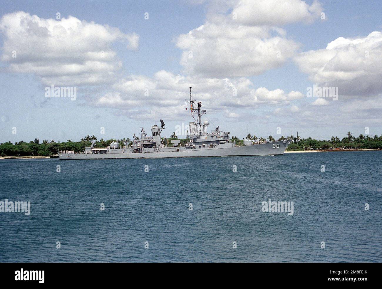 A starboard beam view of the guided missile destroyer USS GOLDSBOROUGH ...