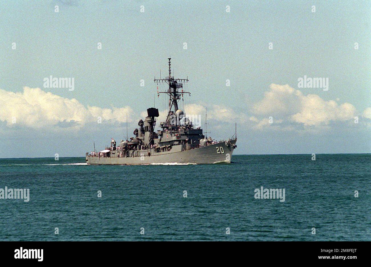A starboard bow view of the guided missile destroyer USS GOLDSBOROUGH ...