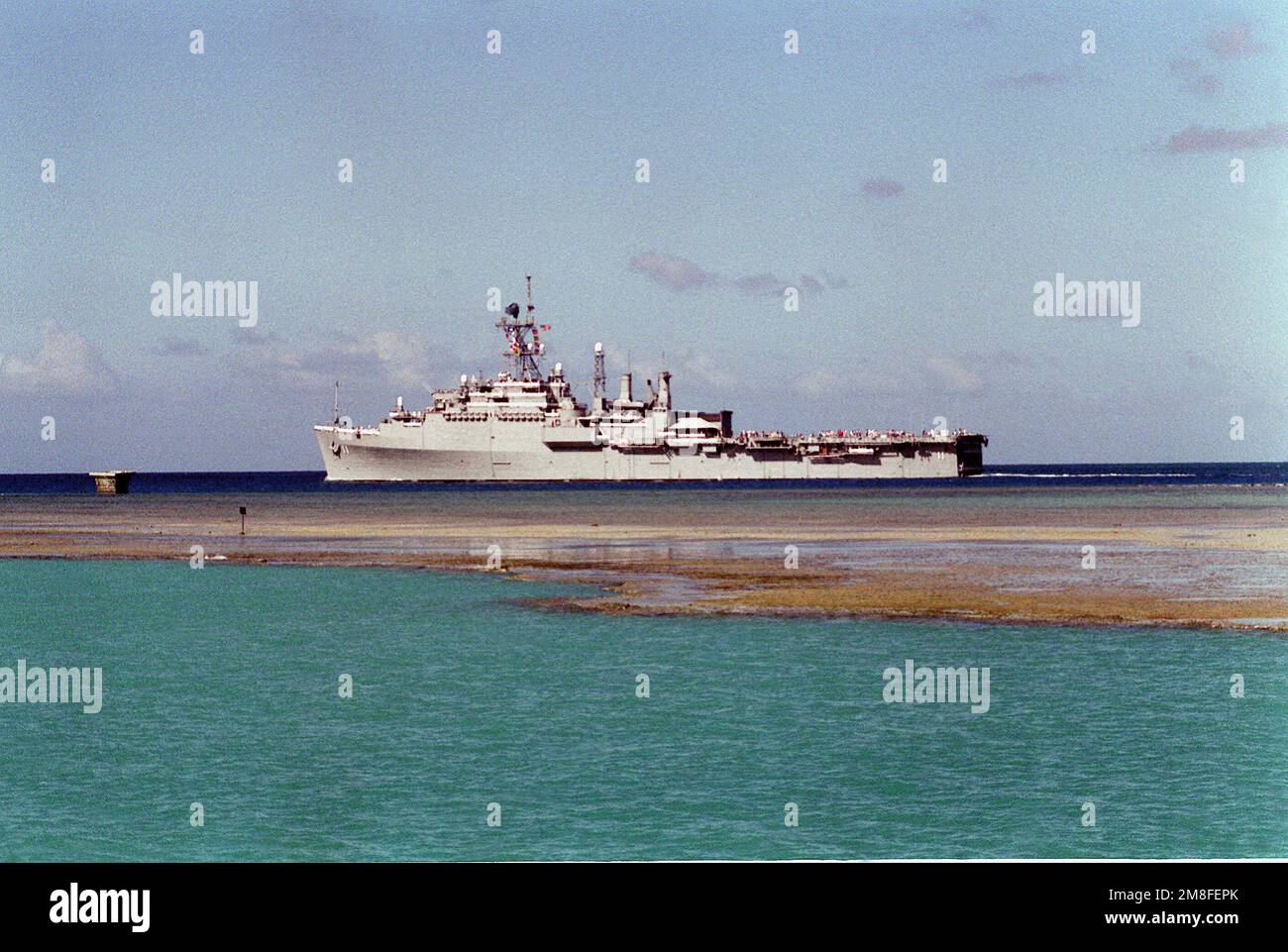 A port beam view of the Third Fleet flagship USS CORONADO (AGF-11 ...