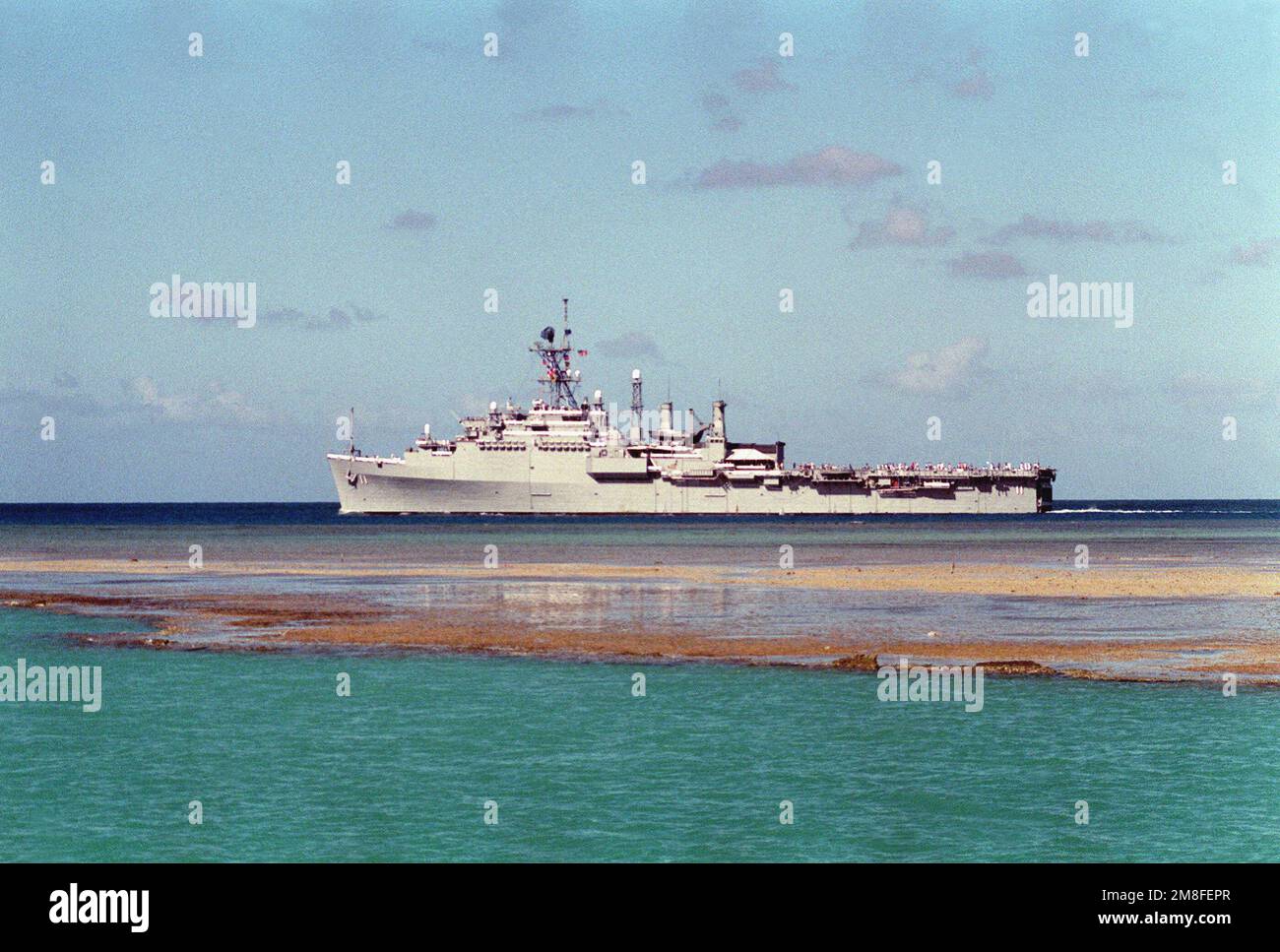 A port beam view of the Third Fleet flagship USS CORONADO (AGF-11 ...