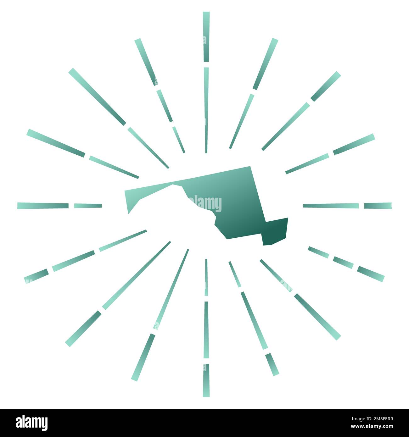 Maryland gradiented sunburst. Map of the US state with colorful star ...
