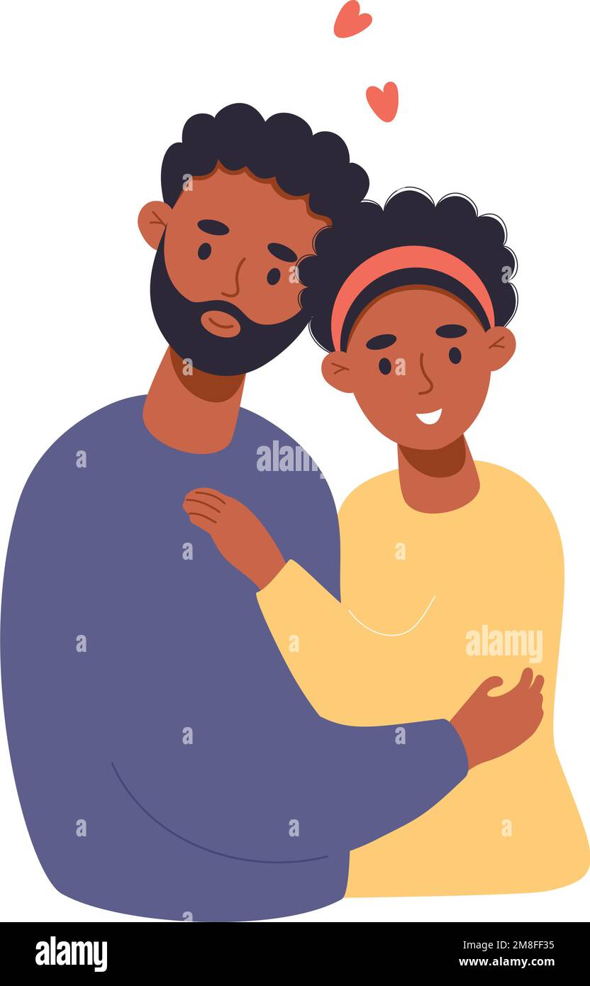 Happy Black Couple In Love Cute Dark Skinned Woman And Ethnic Man Are