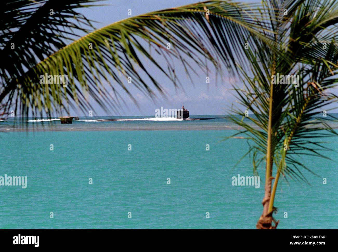 A view of the nuclear-powered attack submarine USS HELENA (SSN-725) as ...