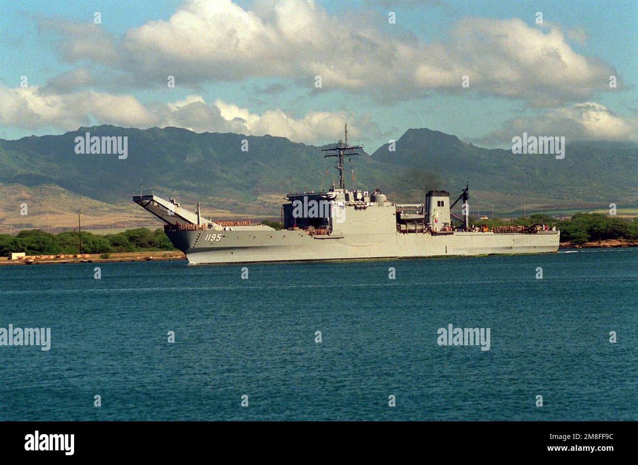 The tank landing ship USS Barbour County (LST-1195) departs Naval ...