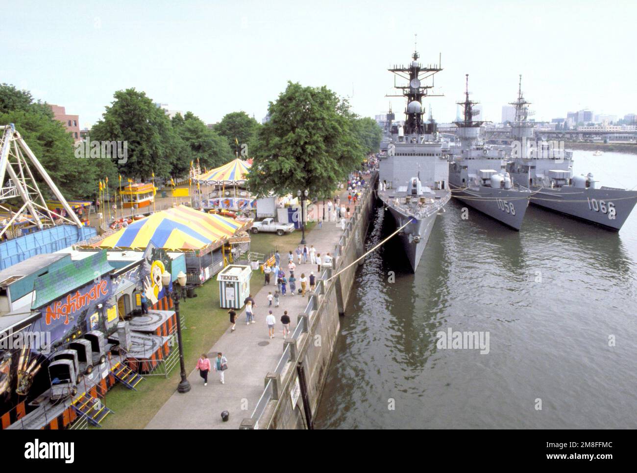 Pacific Fleet ships tied up at a dock during Portland's annual Rose ...