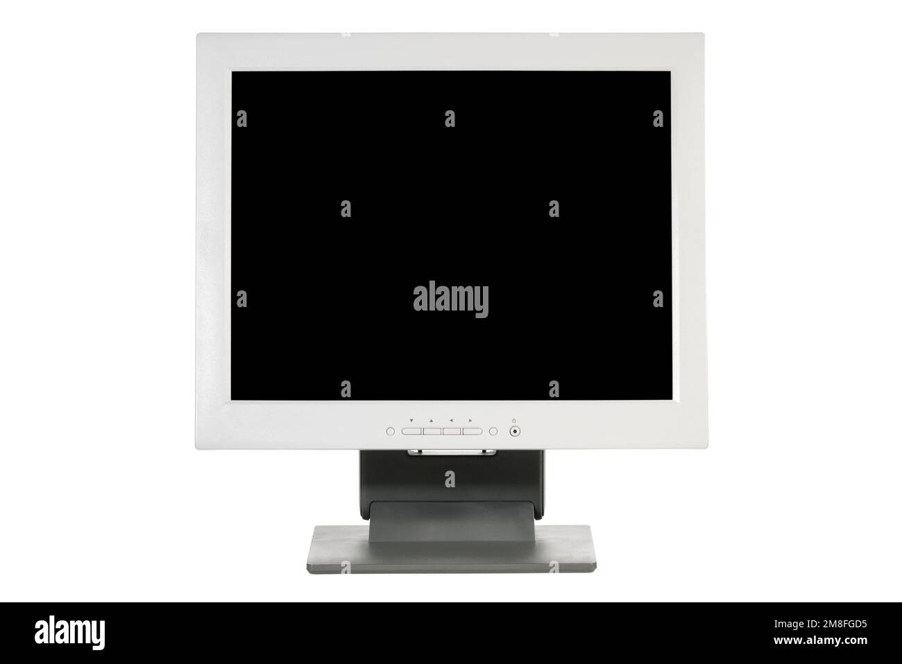 Computer monitor with black screen on white Stock Photo - Alamy