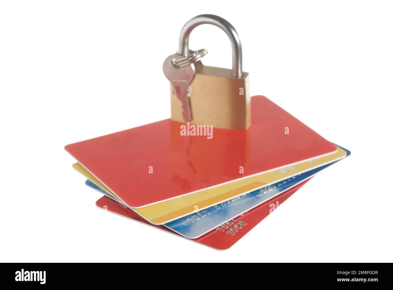 Credit card and a padlock on white Stock Photo - Alamy