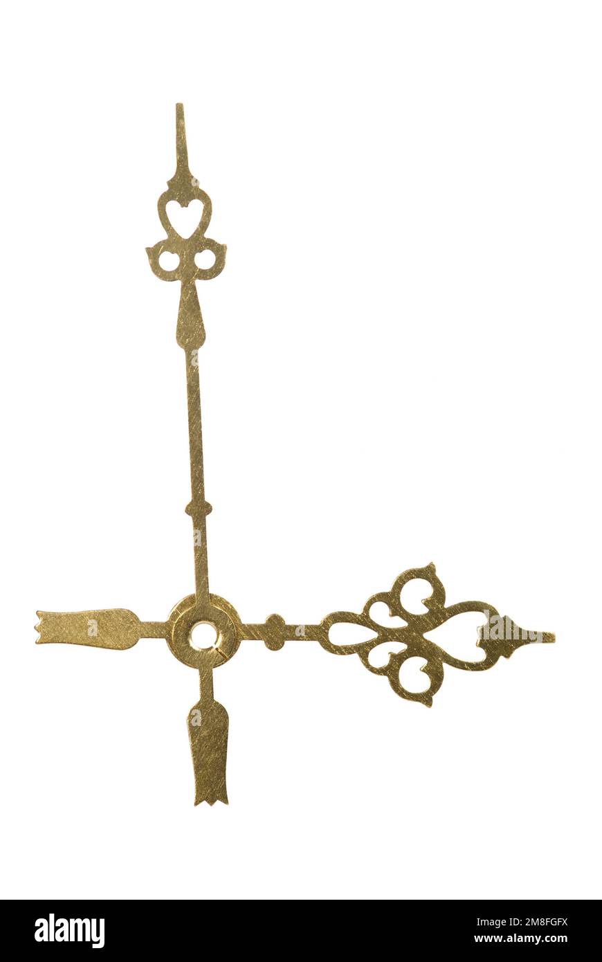 Old clock hands angle frame isolated on white Stock Photo - Alamy