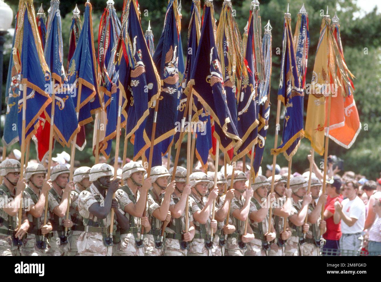 A color guard bears the flags of various units during the National ...