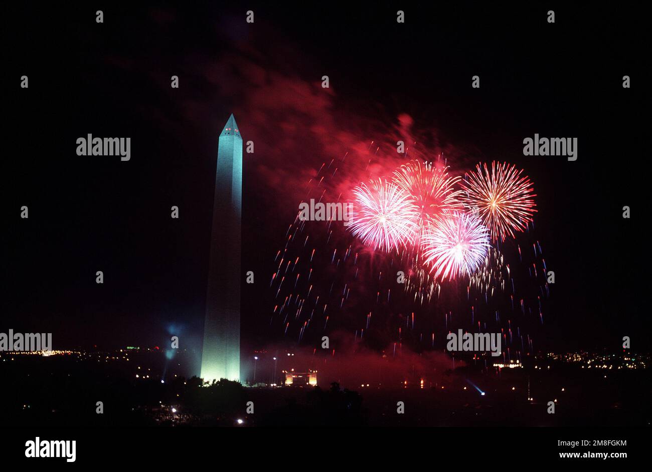 Fireworks light up the night sky during festivities following the ...