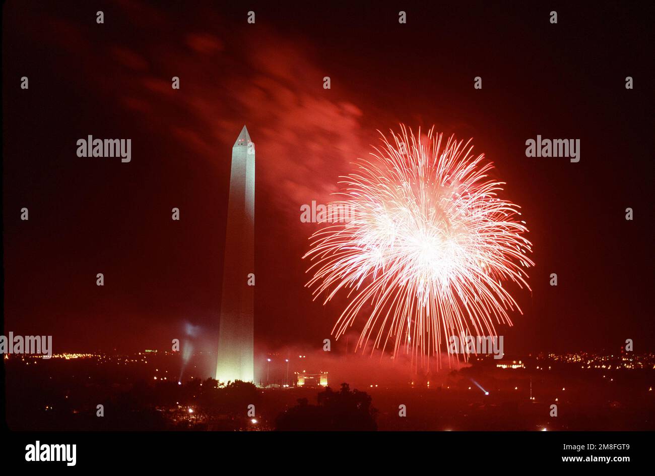 Fireworks illuminate the night sky at the conclusion of the National ...