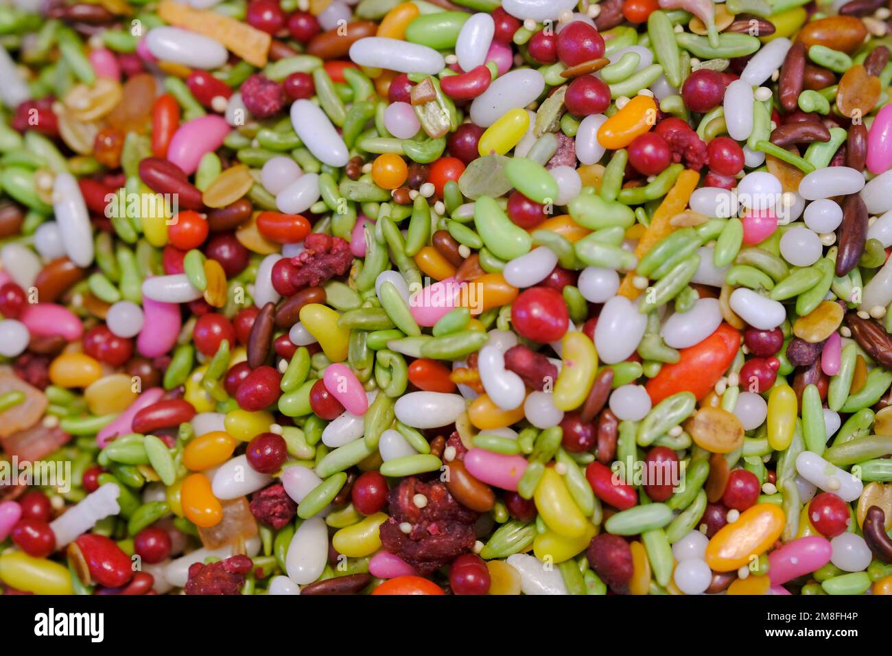 Indian variety of traditional mukhwas (mouth freshener) in bowl for ...
