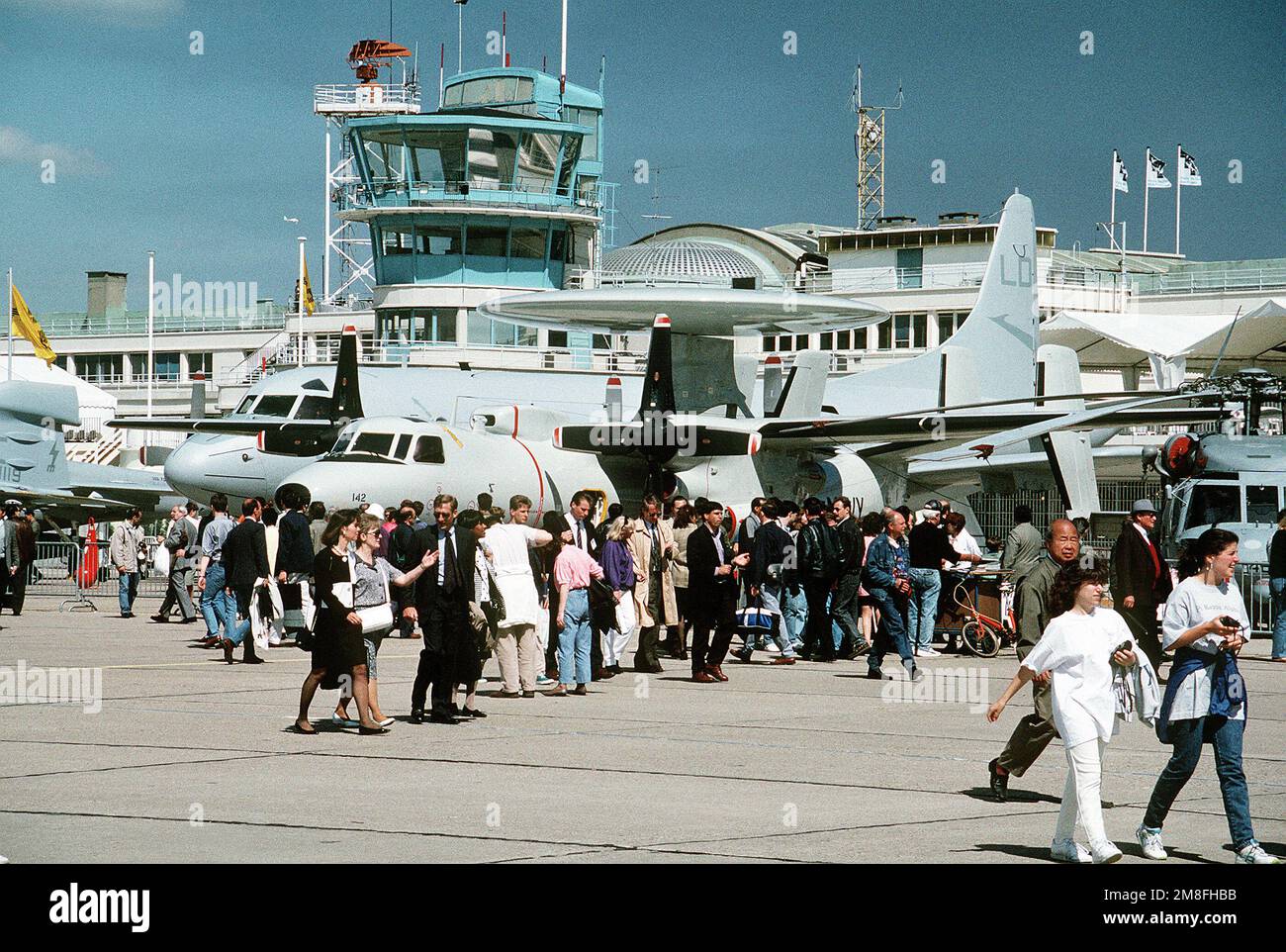 Visitors look at a Carrier Airborne Early Warning Squadron 122 (VAW-122 ...