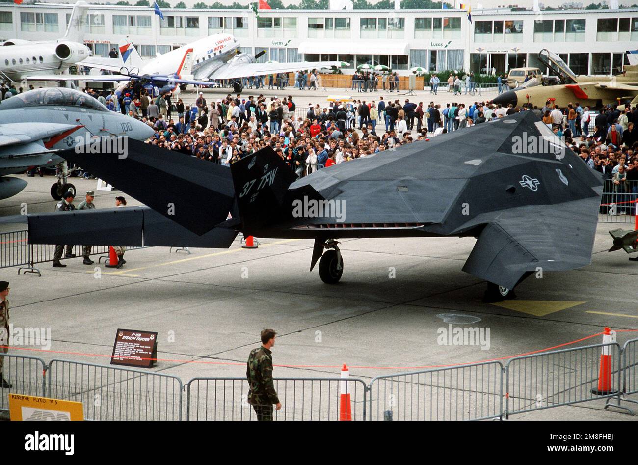 A crowd gathers around a U.S. Air Force F-117A aircraft of the 37th ...
