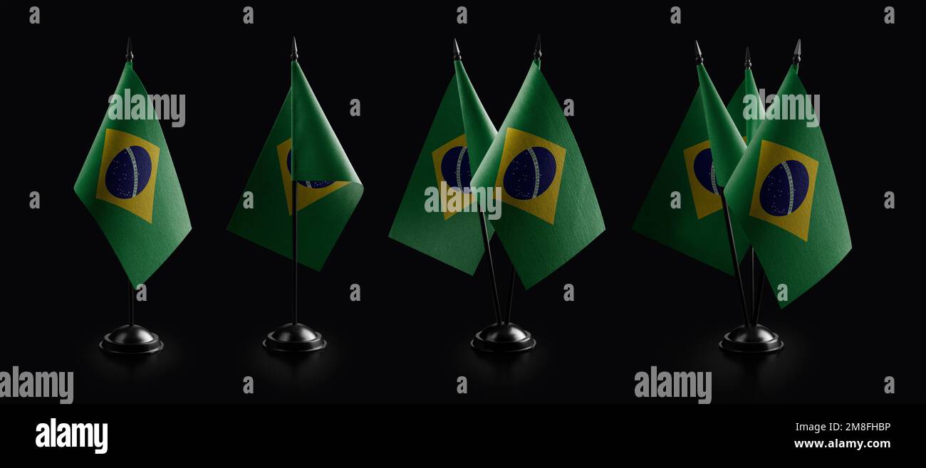 Small national flags of the Brazil on a black background Stock Photo ...