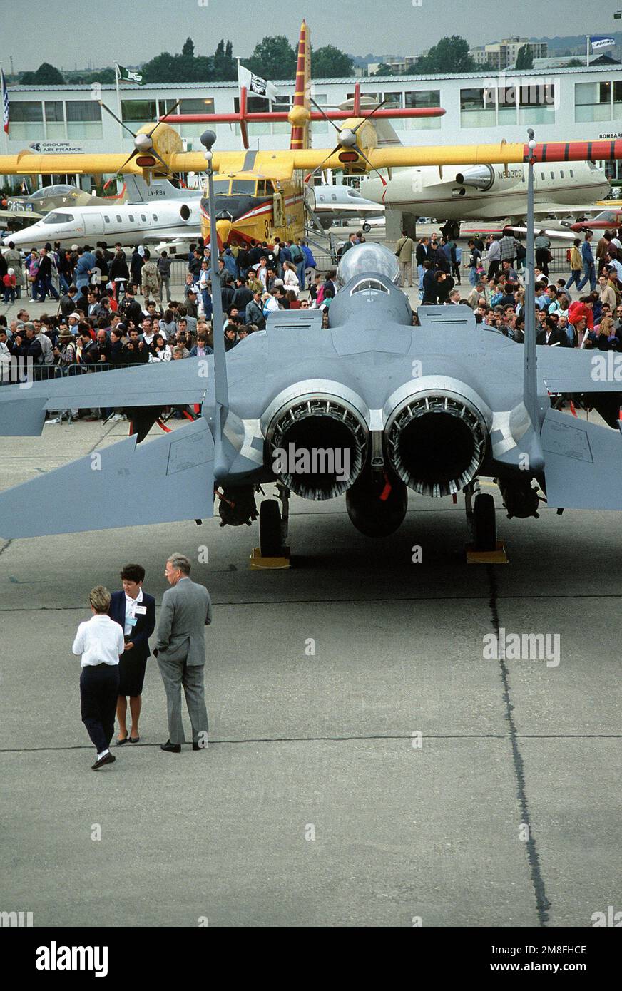 Spectators crowd around a 4th Tactical Fighter Wing F-15E Eagle ...