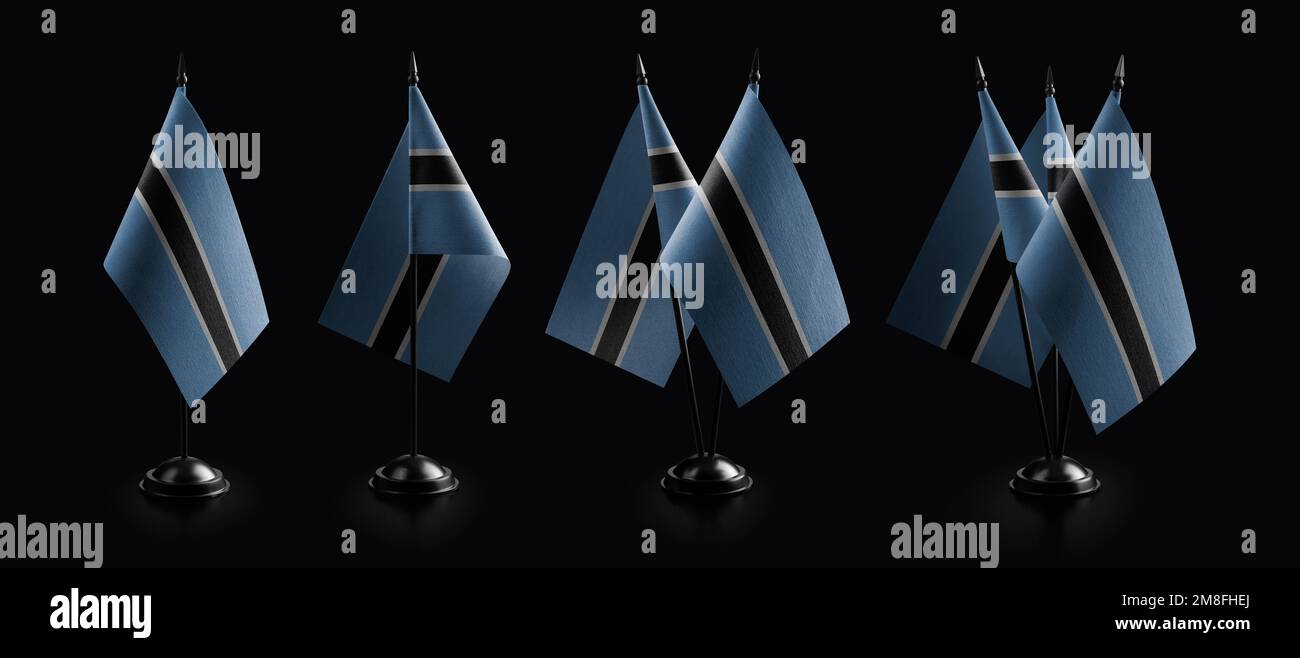 Small national flags of the Botswana on a black background Stock Photo ...