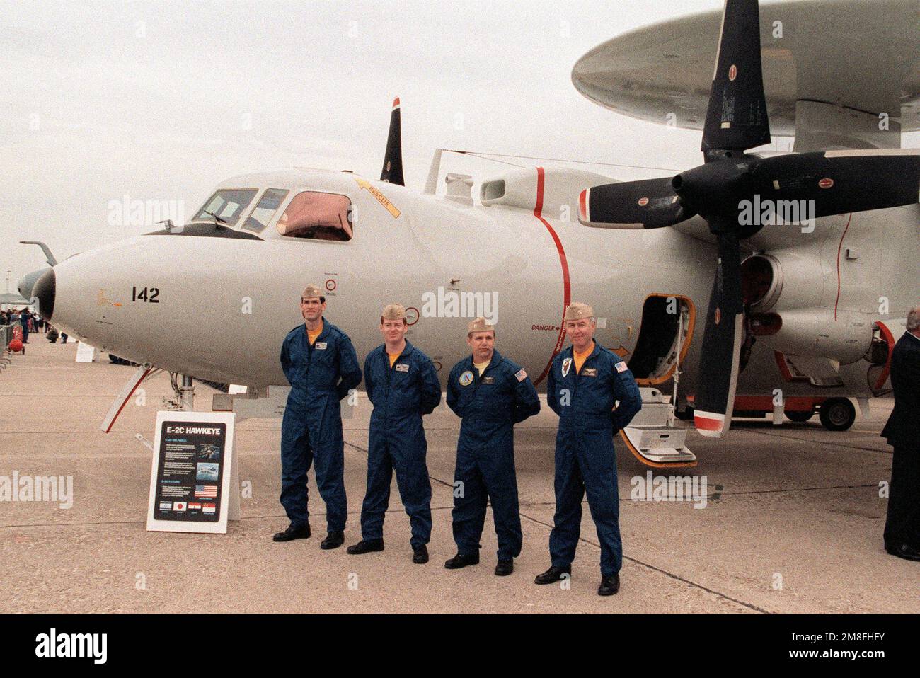 Members of Carrier Airborne Early Warning Squadron 122 (VAW-122) stand ...
