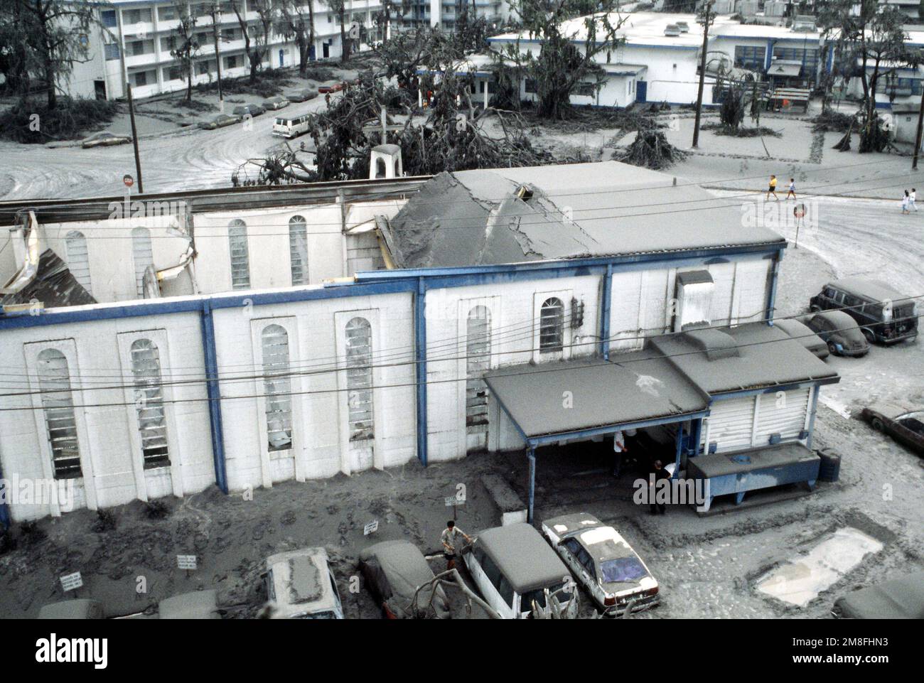 A view of the damage sustained by the Cubi Point chapel following the ...