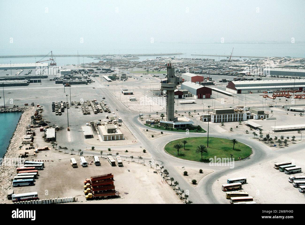 An overview of a port facility during redeployment operations in the ...