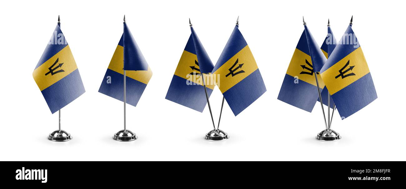 Small national flags of the Barbados on a white background Stock Photo ...
