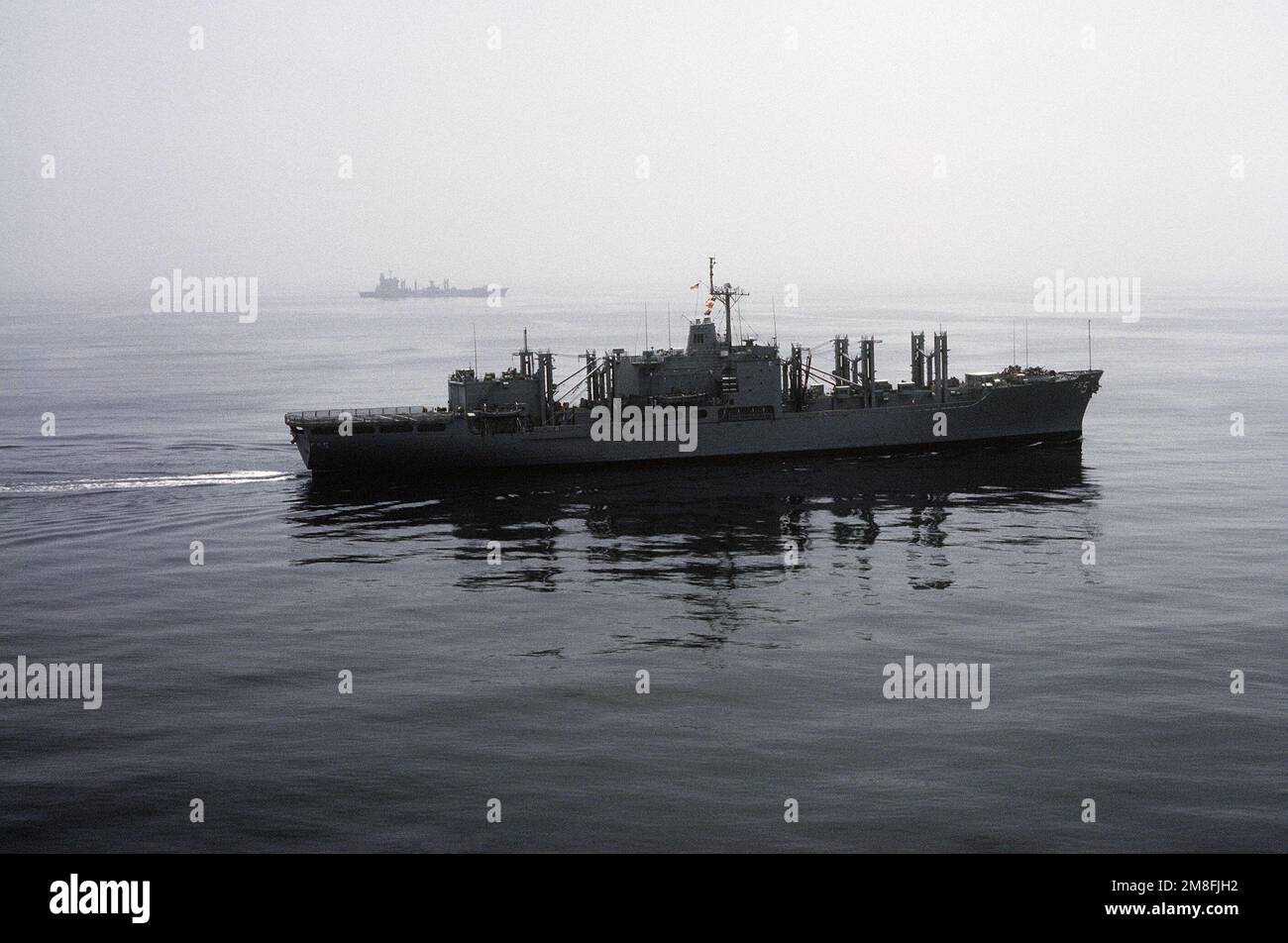 A starboard view of the combat stores ship USS CONCORD (AFS-5) underway ...