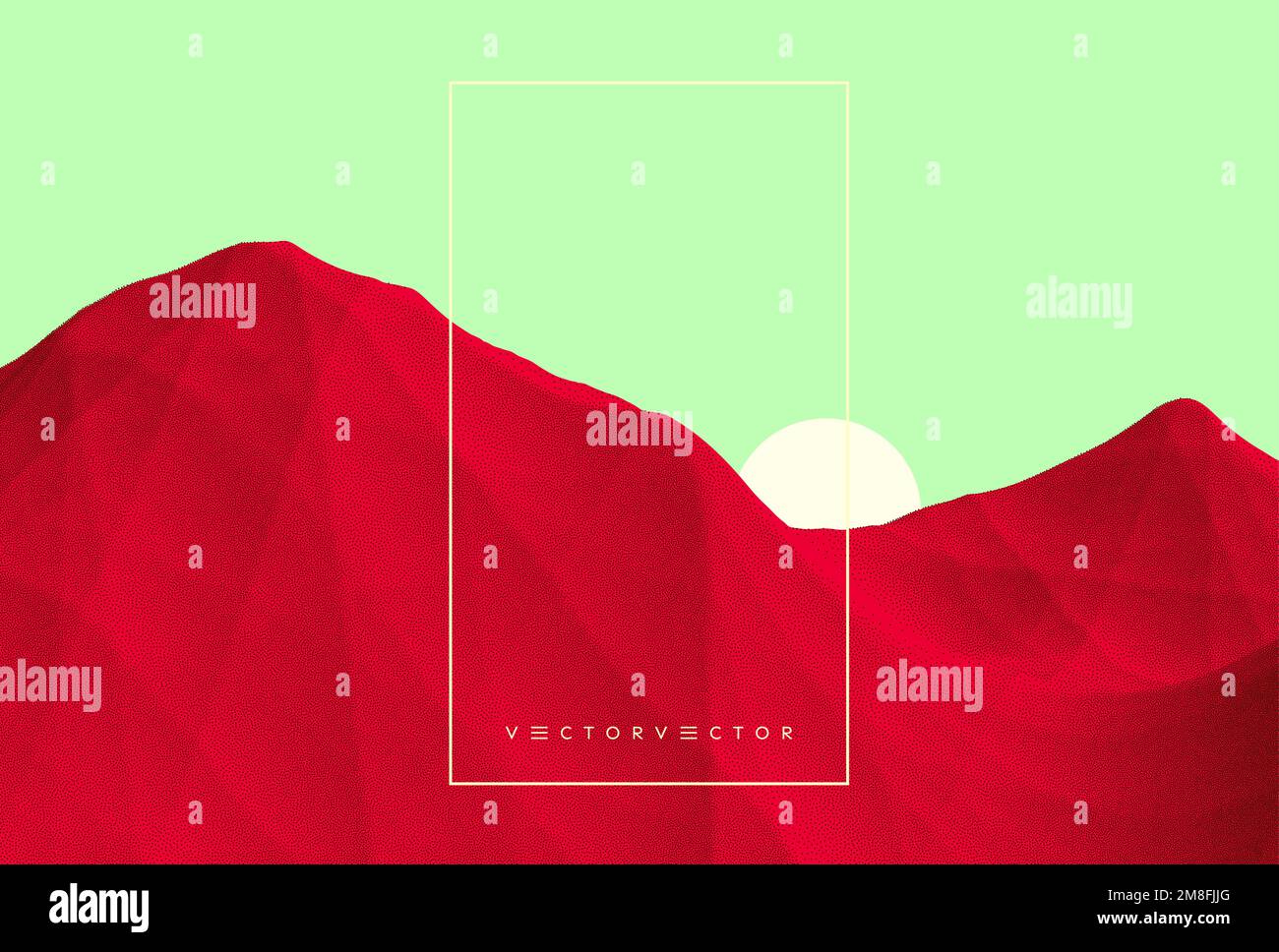 Mountain peak. Sunrise. Digital background with particles. Pointillism ...