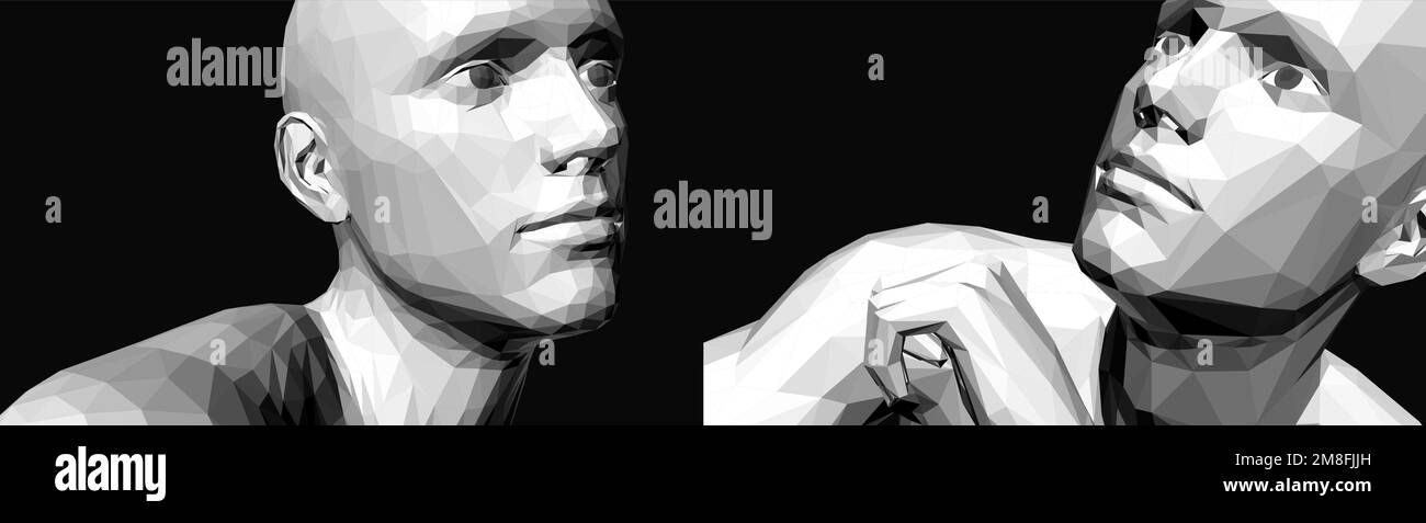 Abstract digital human head. Time to think. Minimalistic design for ...