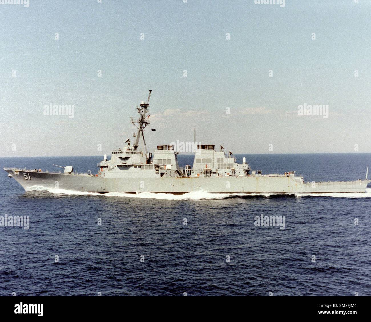 A port beam view of the guided missile destroyer ARLEIGH BURKE (DDG-51 ...