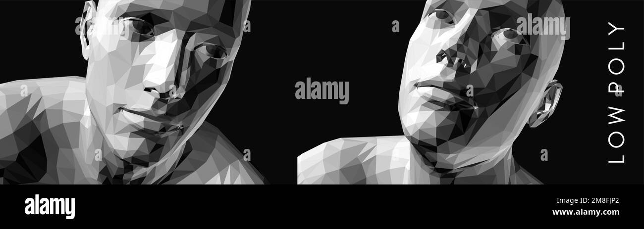 Abstract digital human head. Time to think. Minimalistic design for ...
