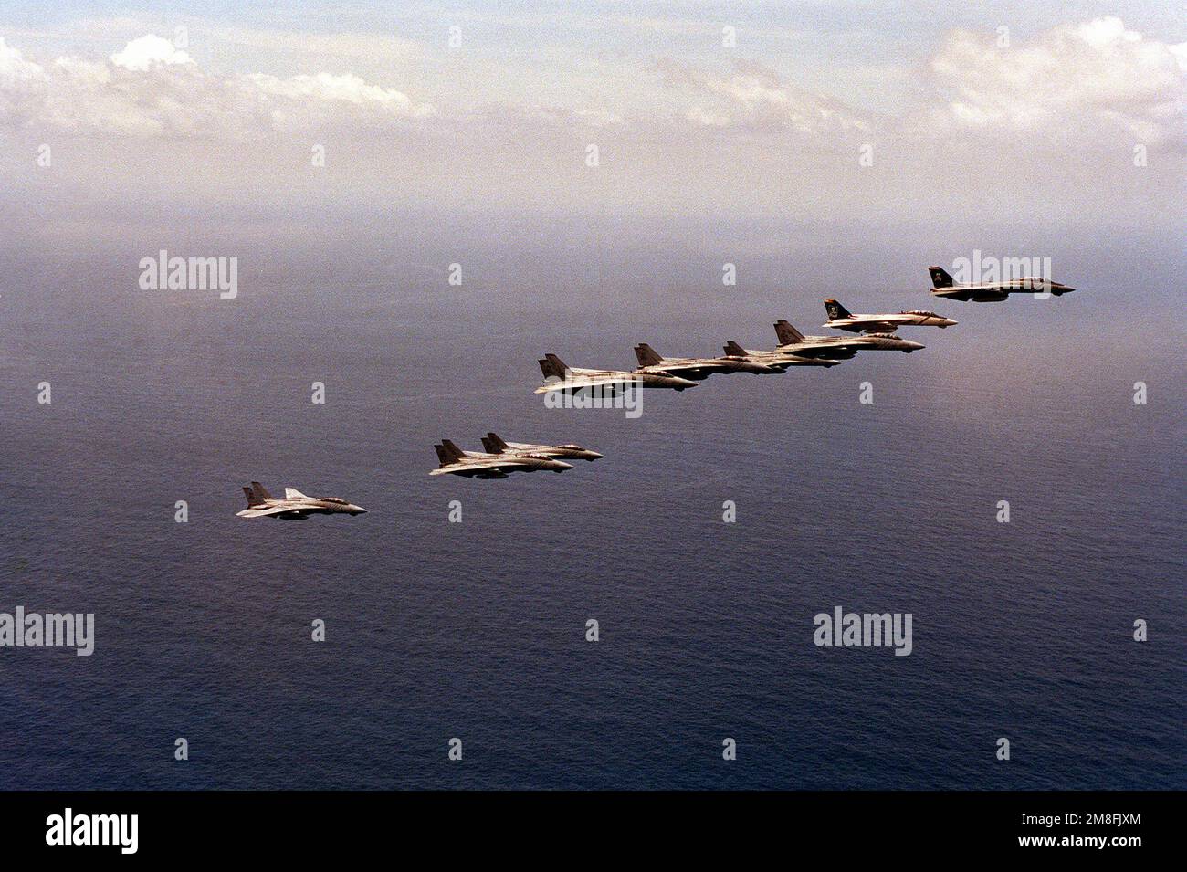 Nine F-14A Tomcat aircraft from Fighter Squadron 84 (VF-84) fly in ...