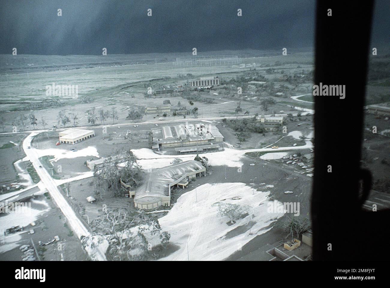 An aerial view of the old base commissary, center and shopping arcade ...
