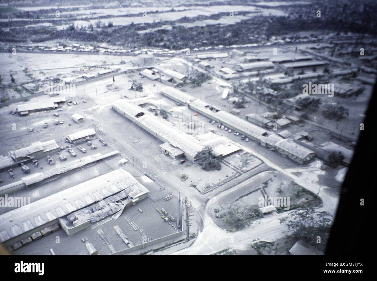 An aerial view of the buildings at the base civil engineering complex ...