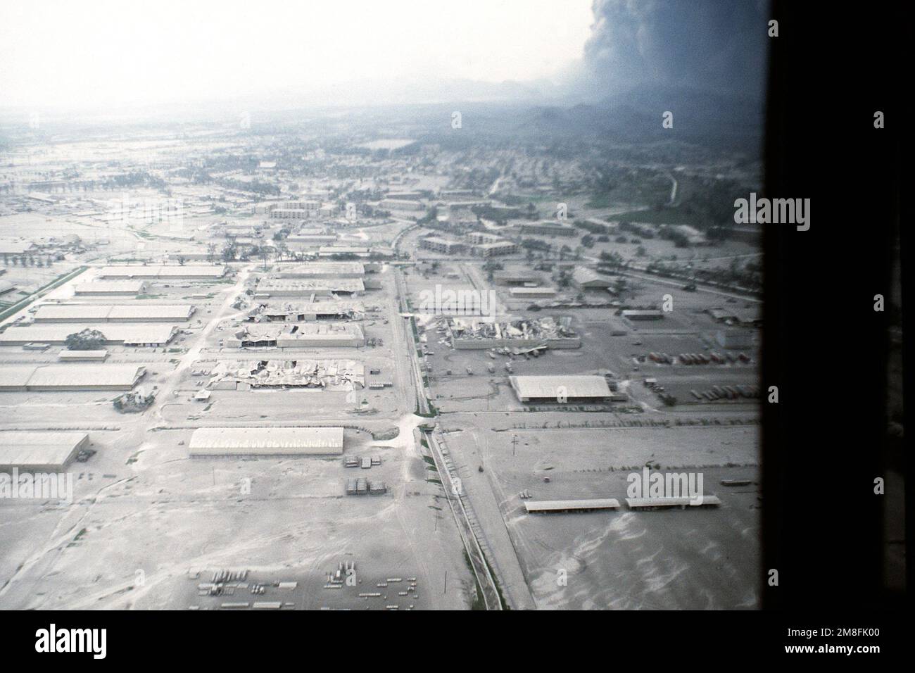 An aerial view of a portion of the base, showing the Travel Management ...