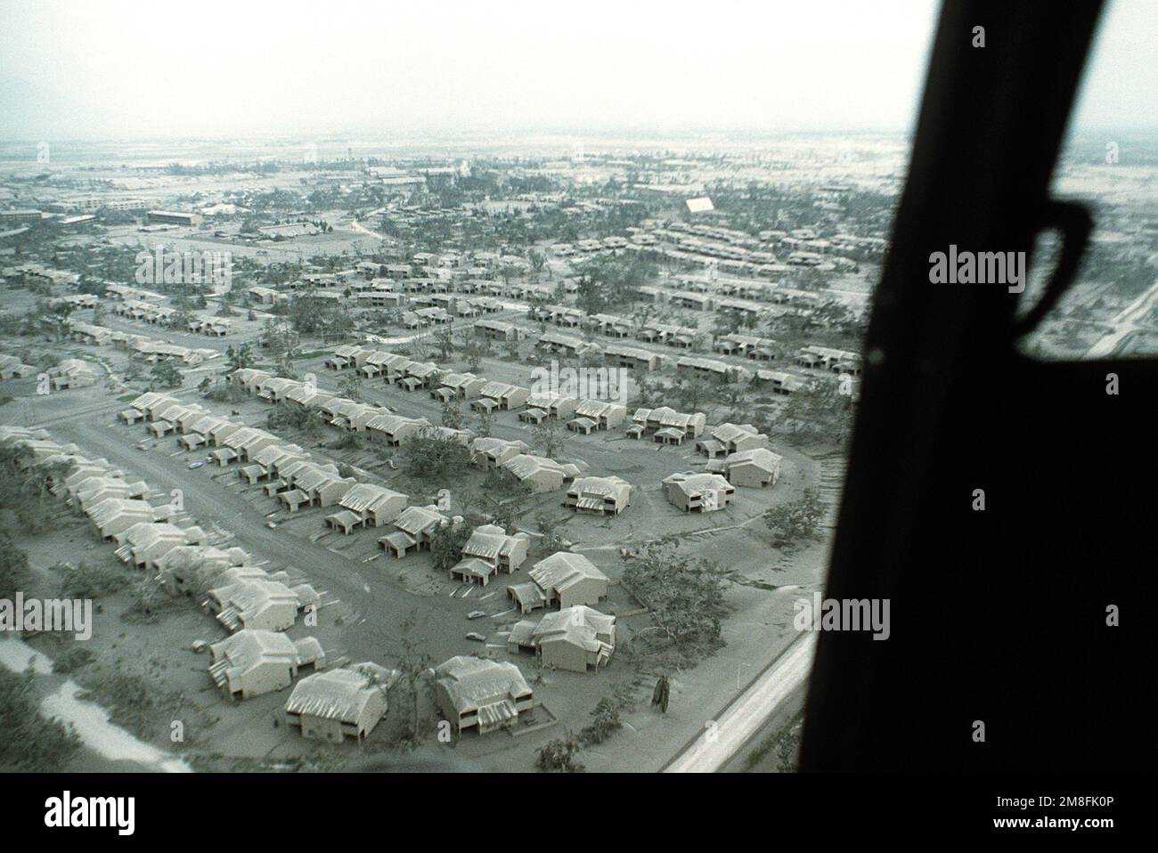 An aerial view of a portion of the base's family housing area, showing ...