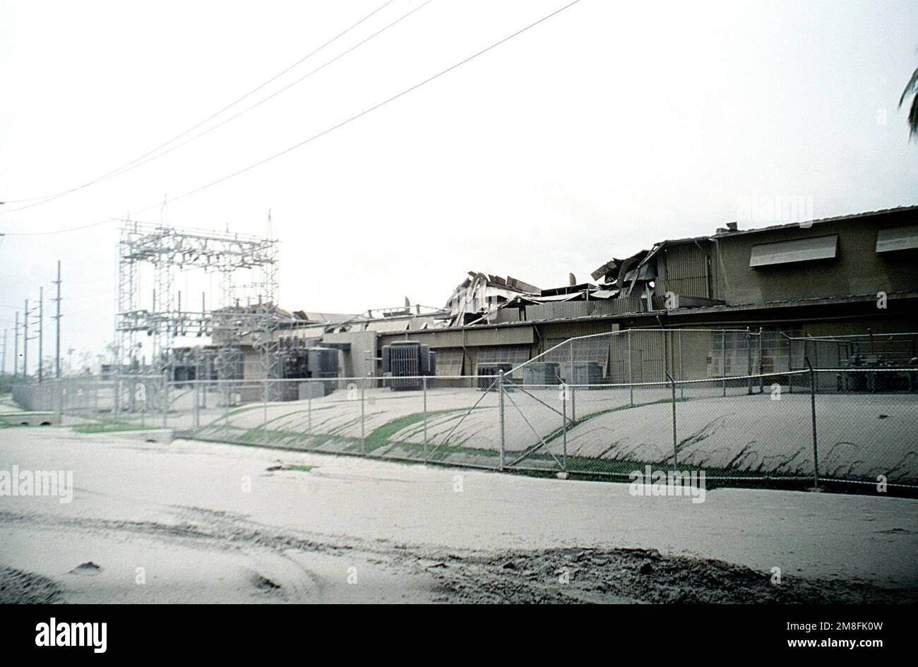 A view of the damage caused to the roof of the base power plant by the ...
