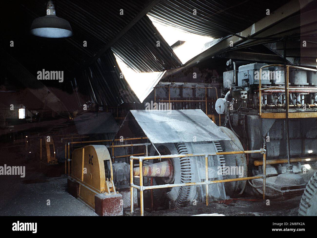 An interior view of the base power plant, showing the building's ...