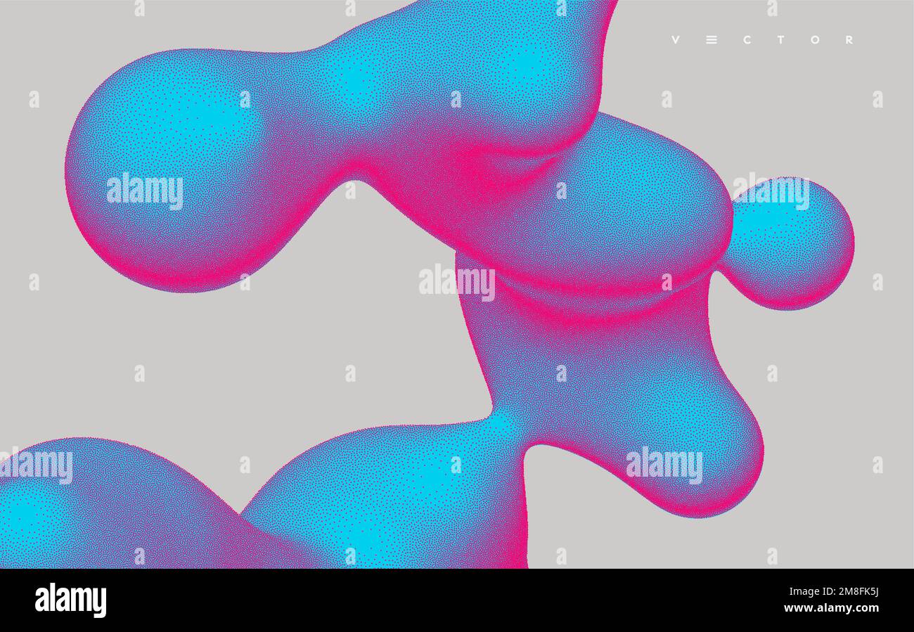 Abstract three-dimensional composition in dotwork style. Pointillism graphic. Dot stipple design ...